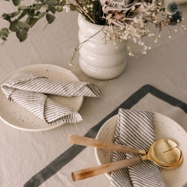 Stripe Linen Napkins - Olive - Set of 4 – Thread Design