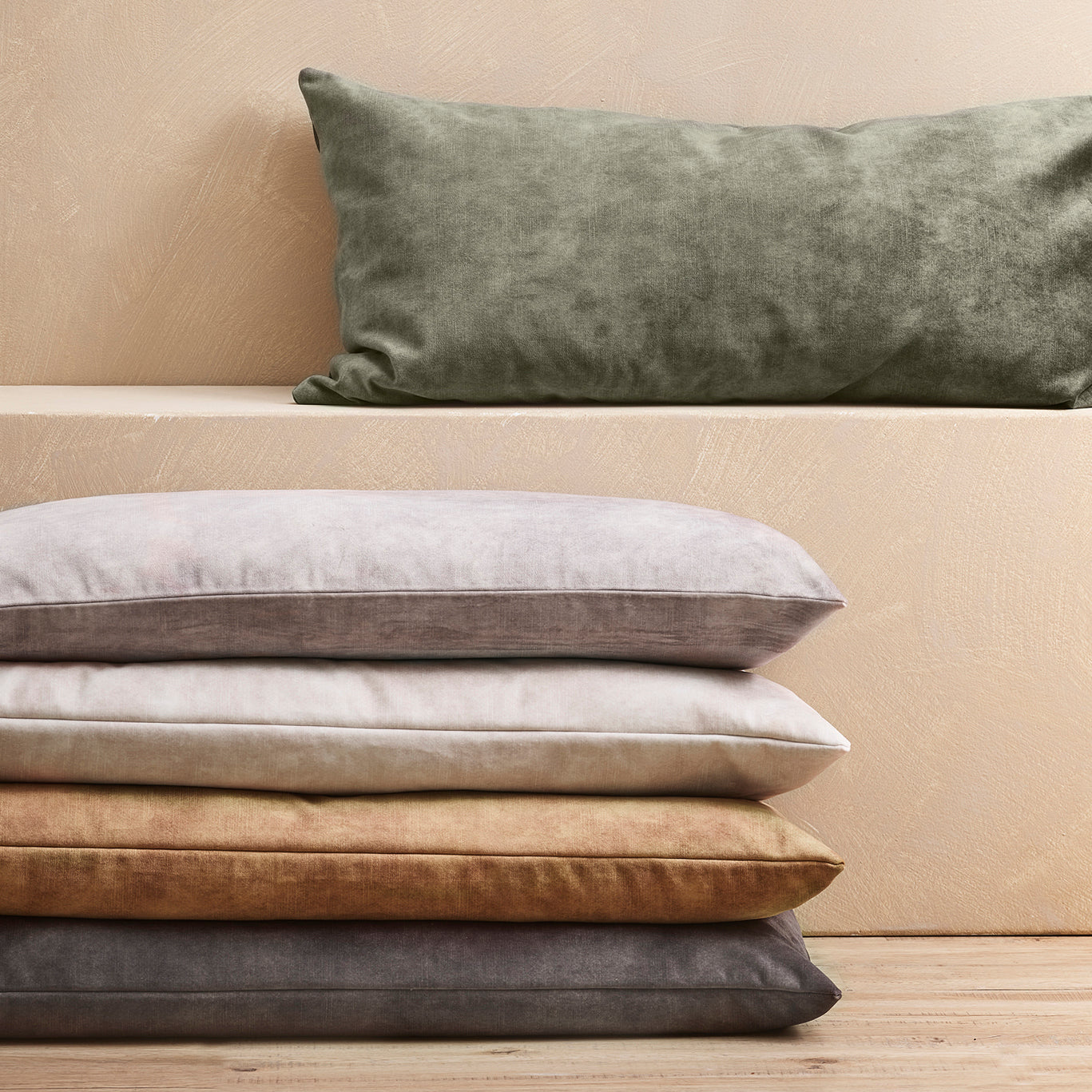 Thread Design Ecru Velvet Lumbar Cushion
